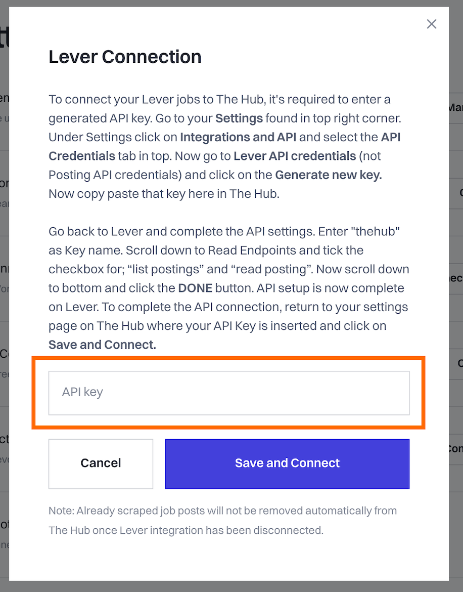 Enabling the Hub integration – Lever Support