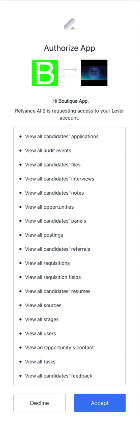 Enabling the Relyance AI integration – Lever Support
