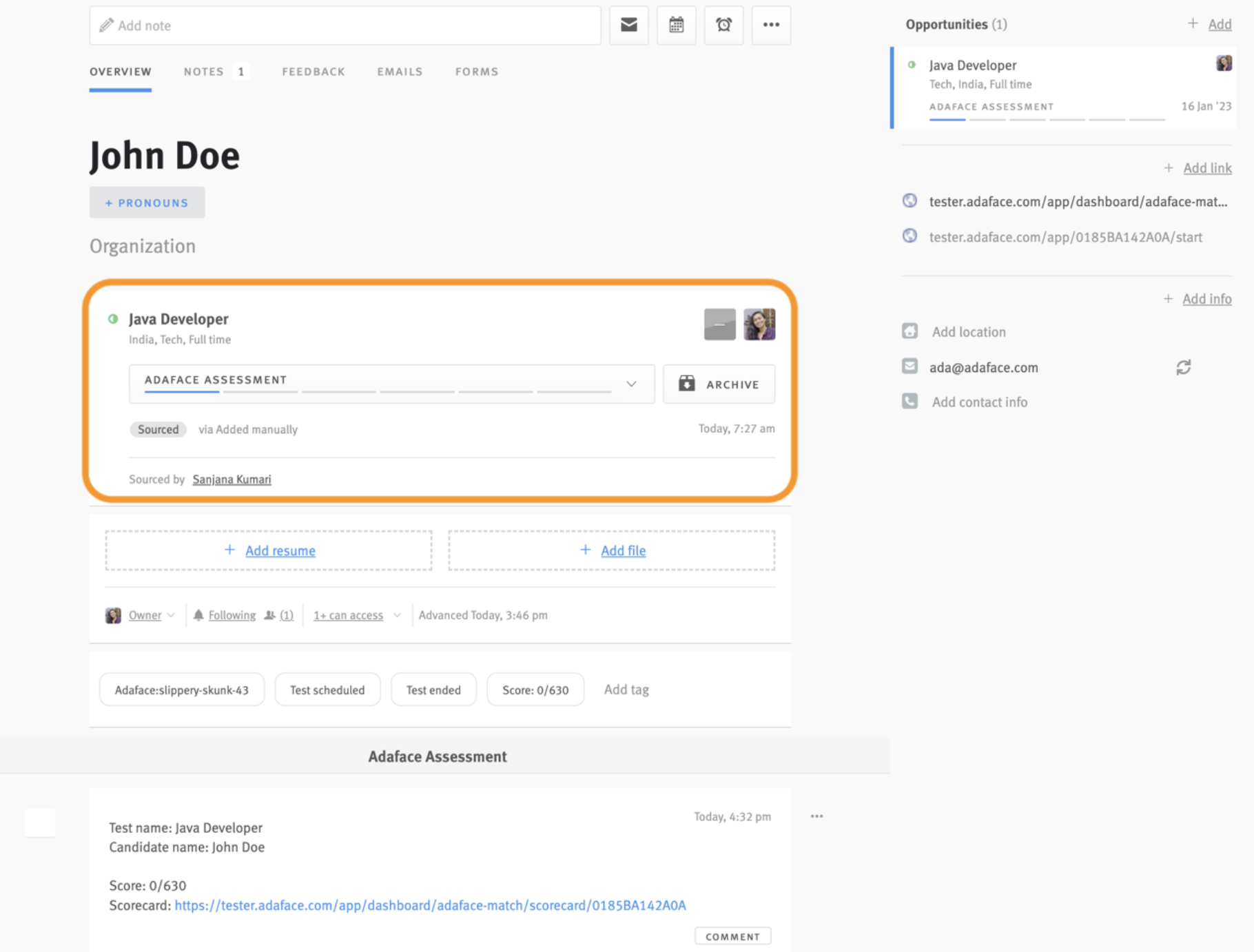 Enabling and using the Adaface integration – Lever Support