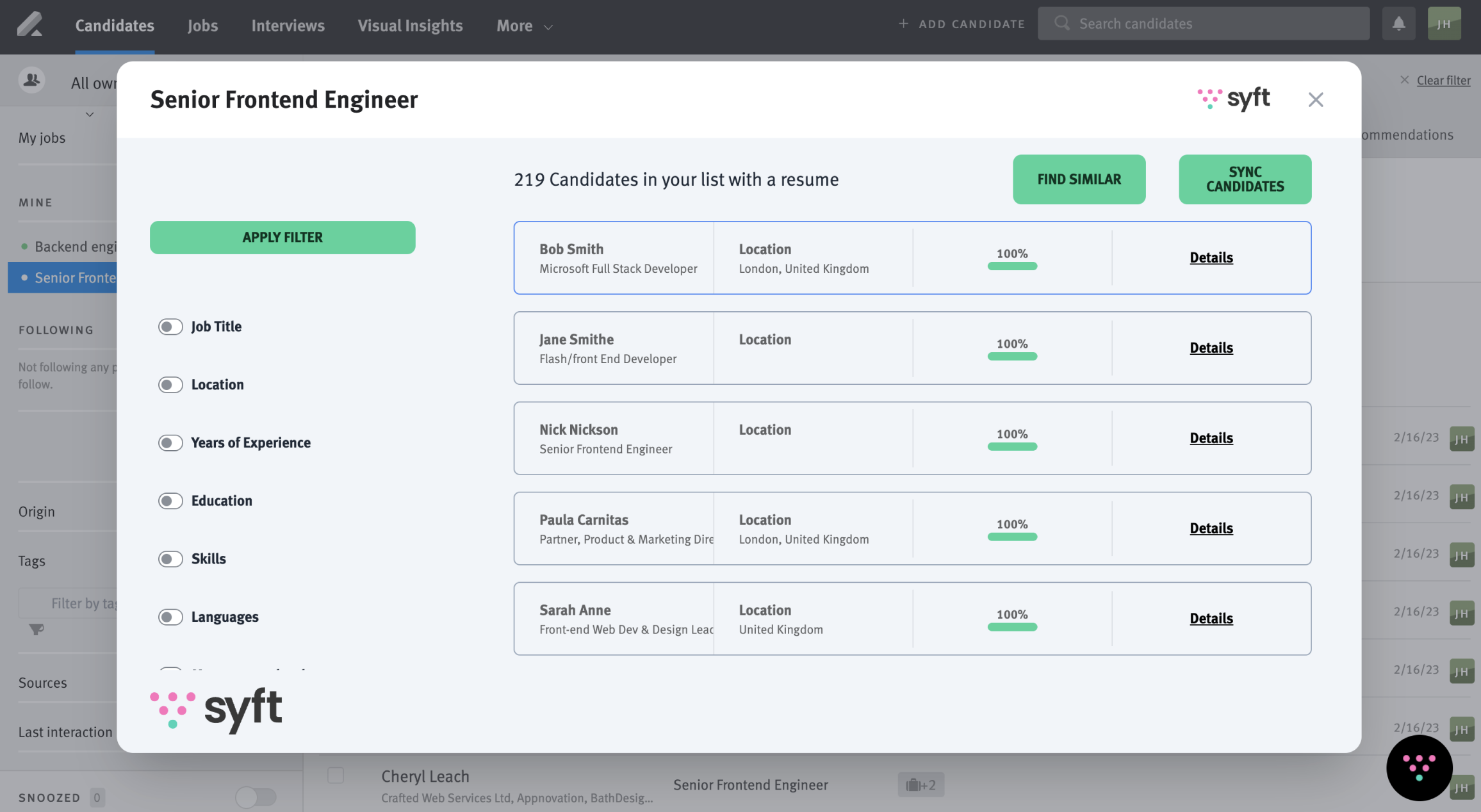 Enabling and using the Syft integration – Lever Support