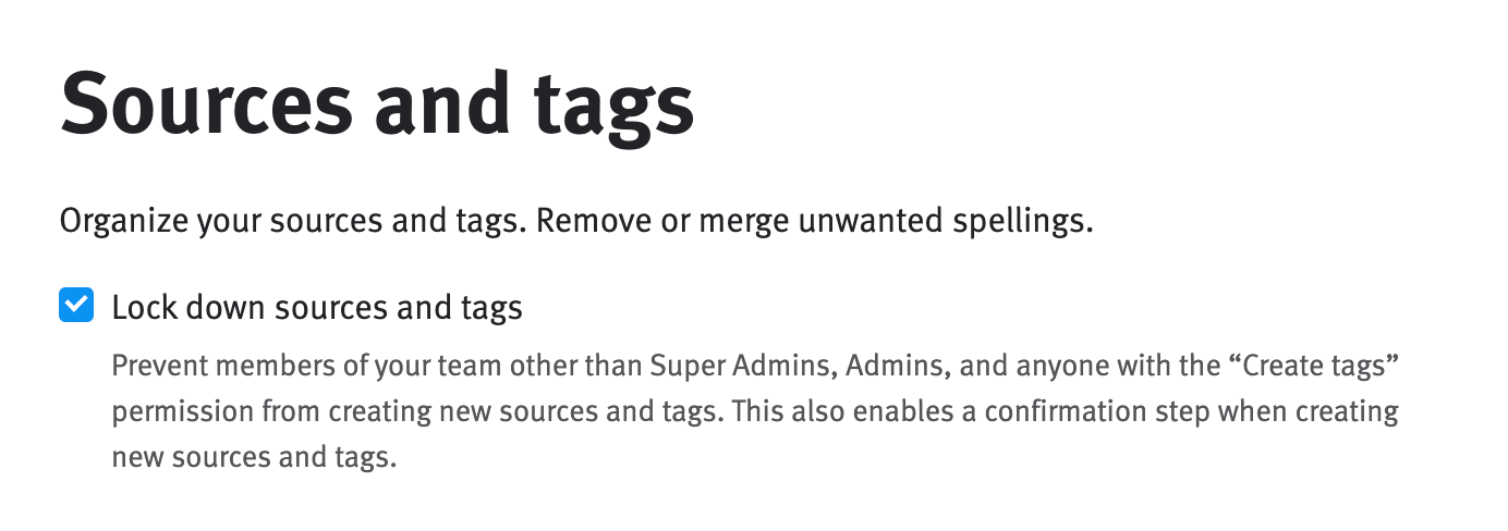 Locking down sources and tags – Lever Support