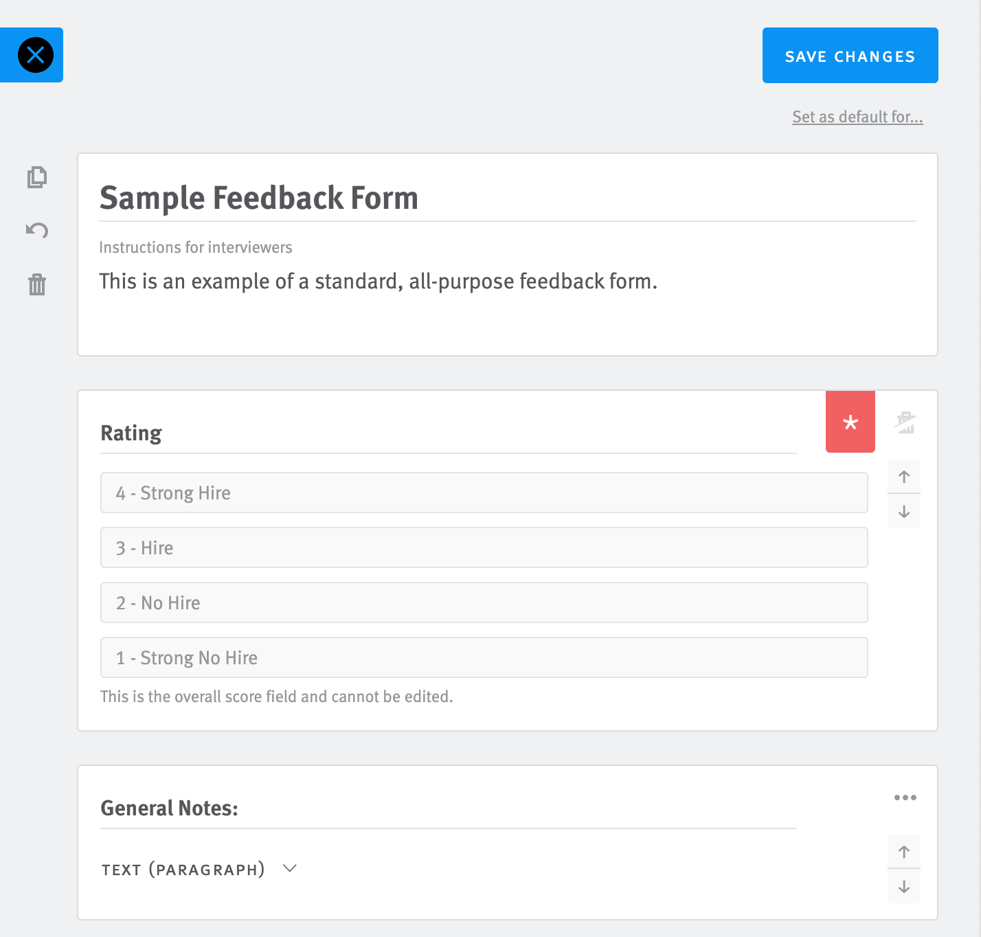 Sample feedback forms – Lever Support