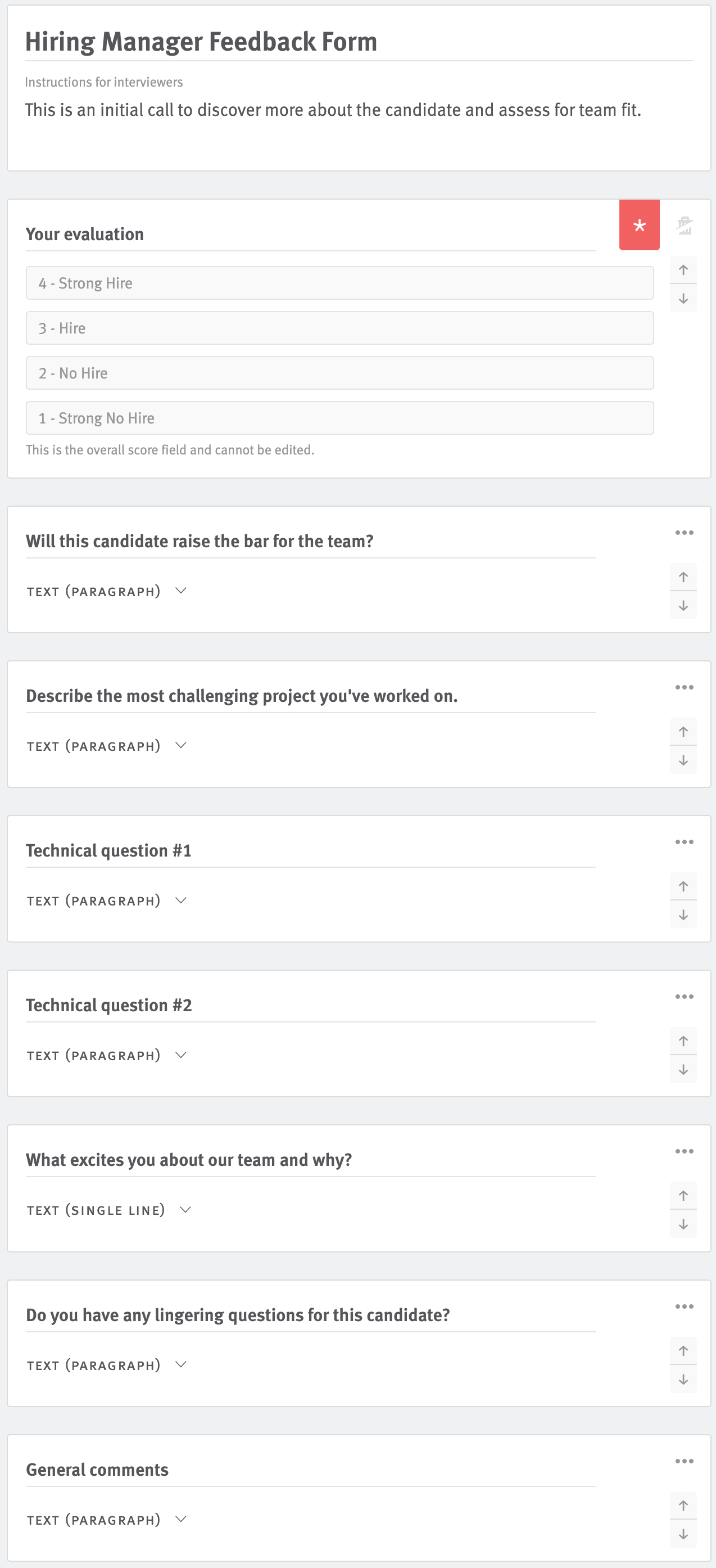 Sample feedback forms – Lever Support