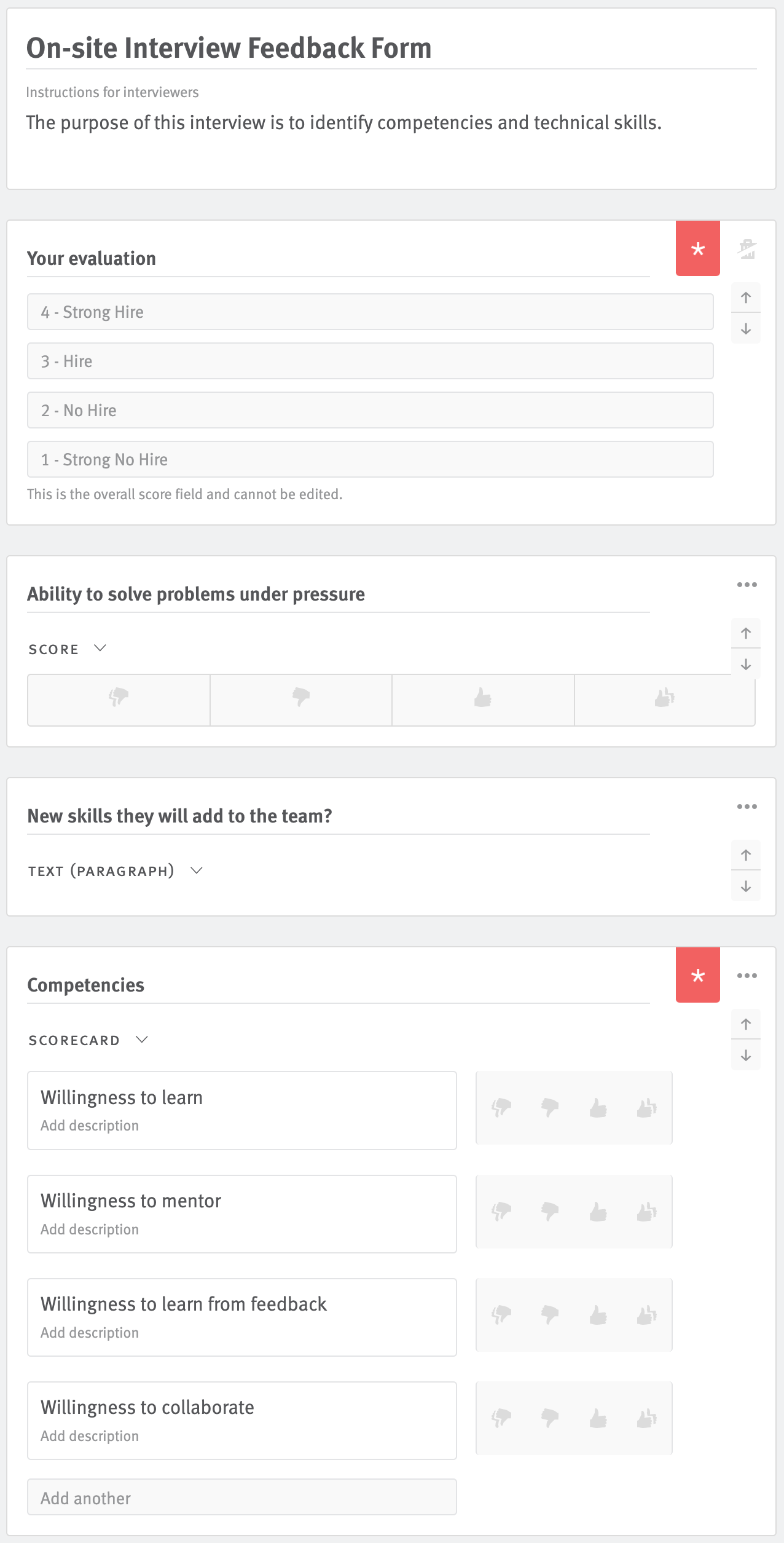 Sample feedback forms – Lever Support