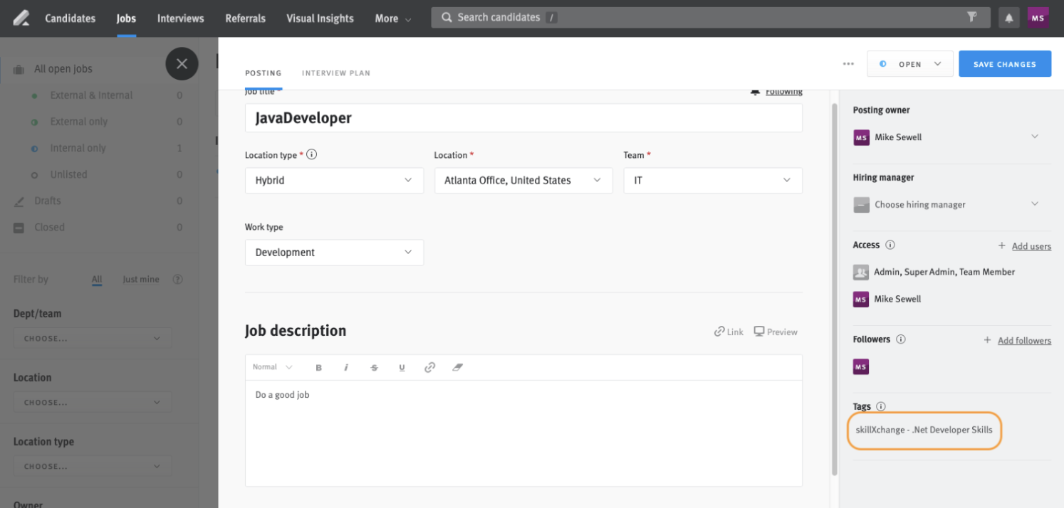 Enabling and using the skillXchange integration – Lever Support