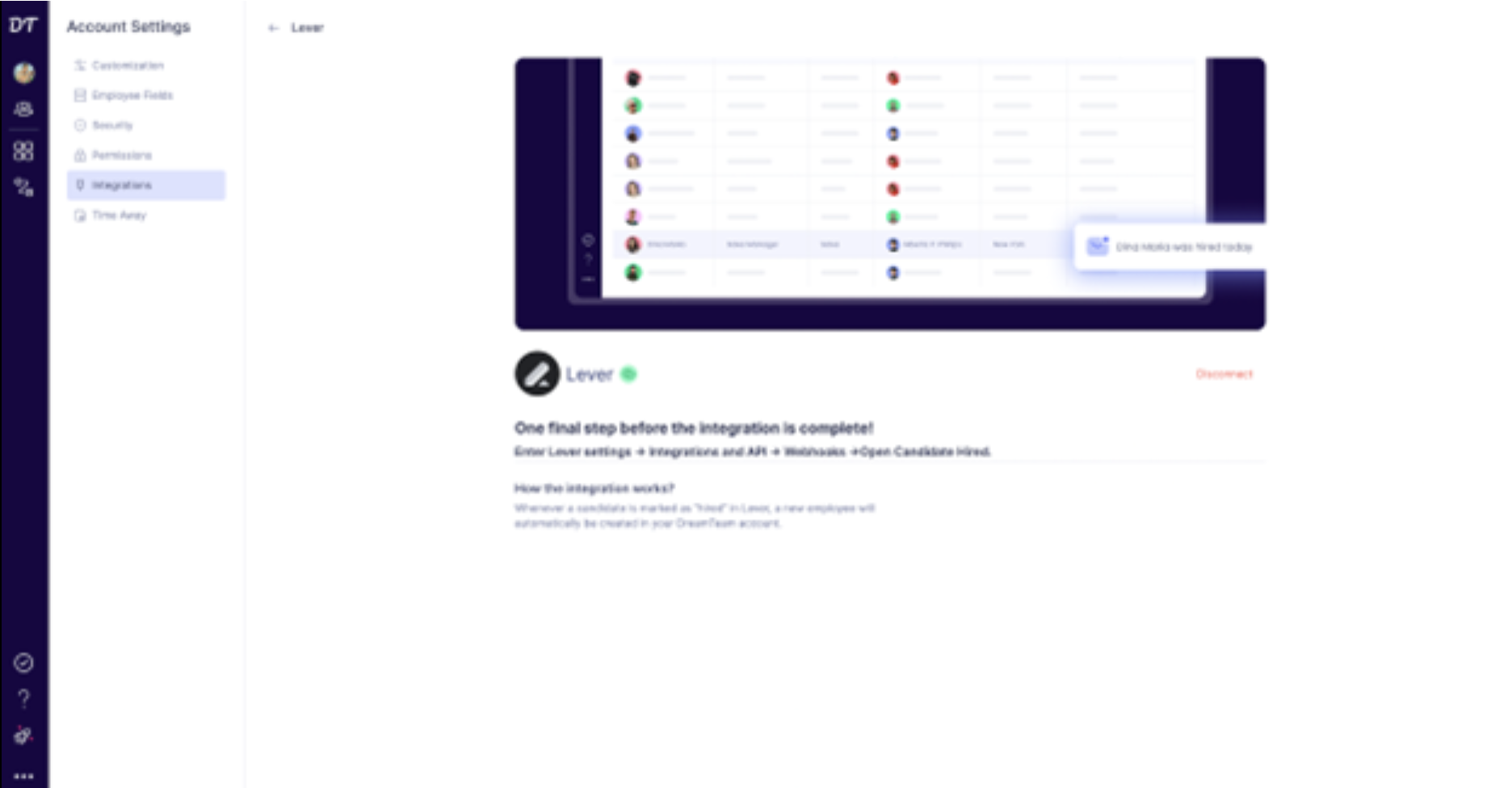 Enabling and using the DreamTeam integration – Lever Support