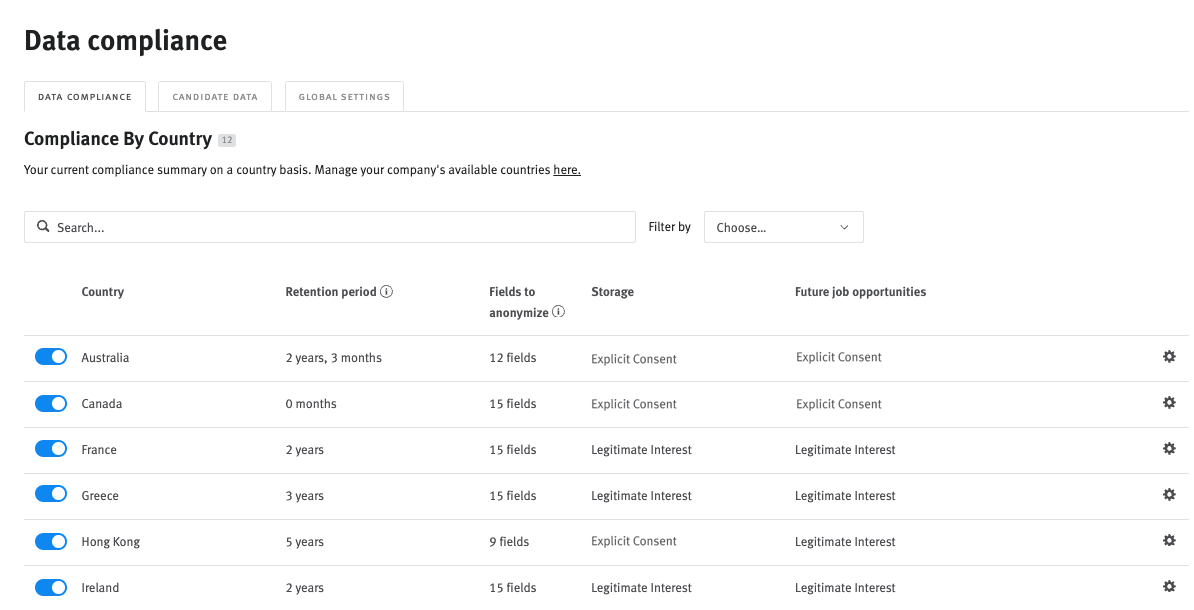 Configuring data compliance settings – Lever Support