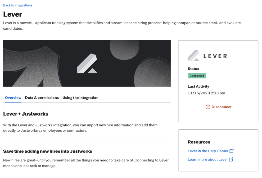 Enabling and using the Justworks integration – Lever Support