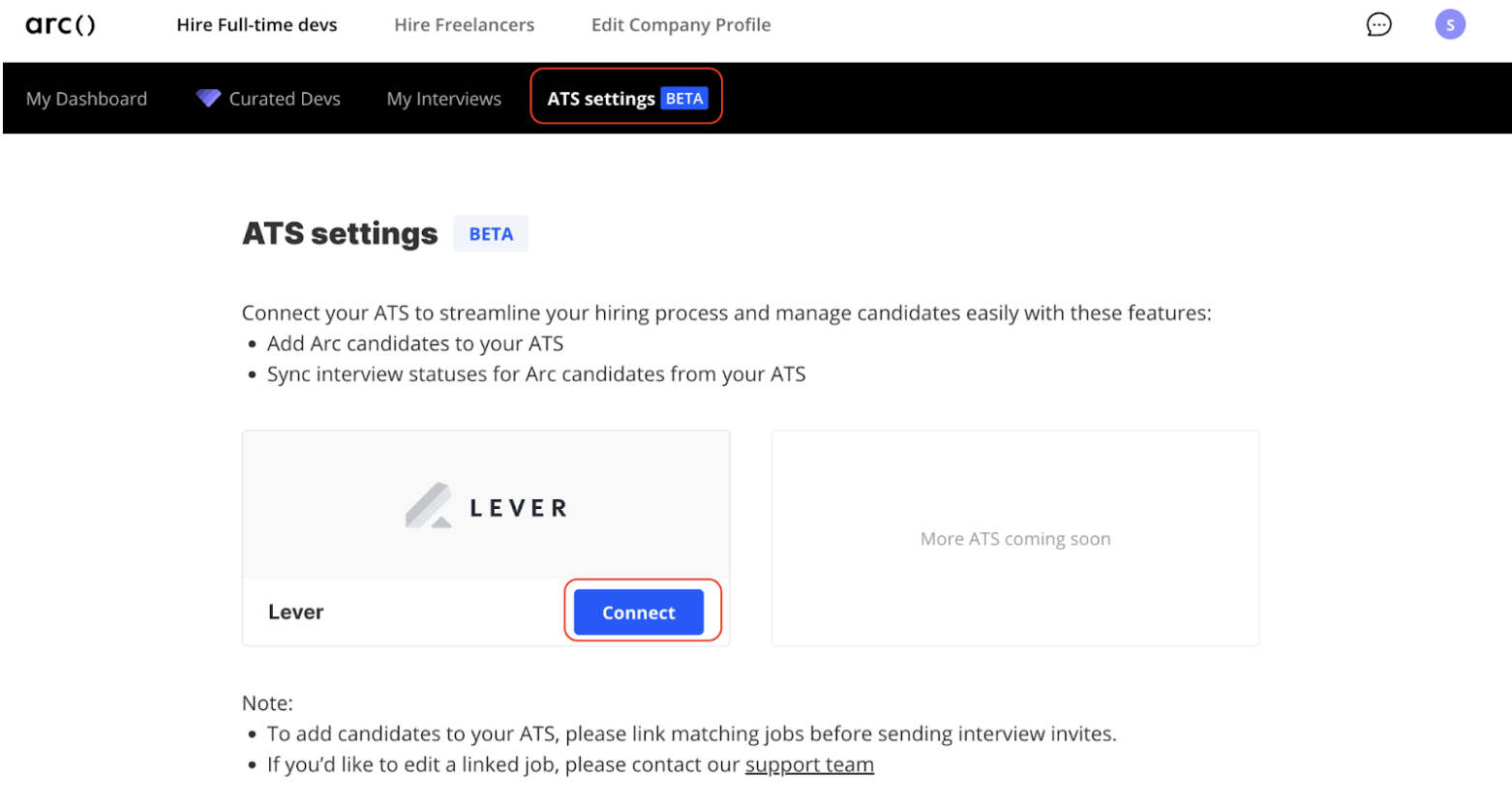 Enabling and using the Arc integration – Lever Support