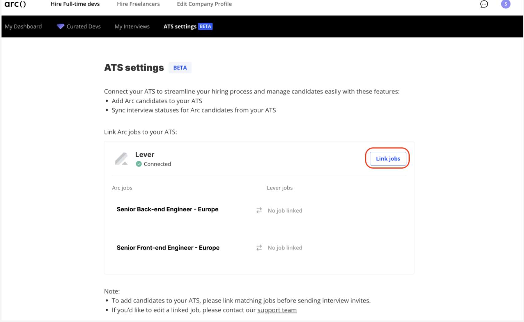 Enabling and using the Arc integration – Lever Support