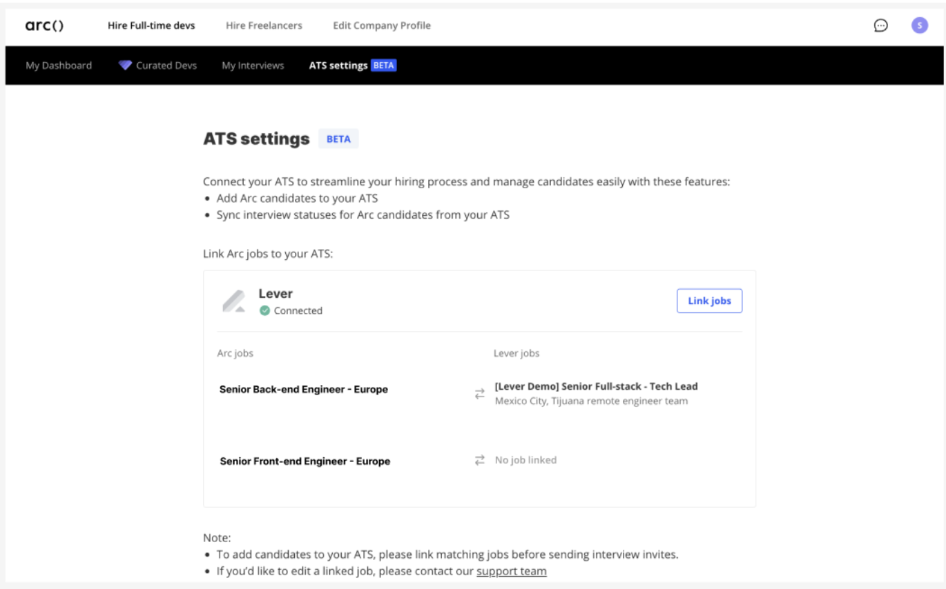 Enabling and using the Arc integration – Lever Support