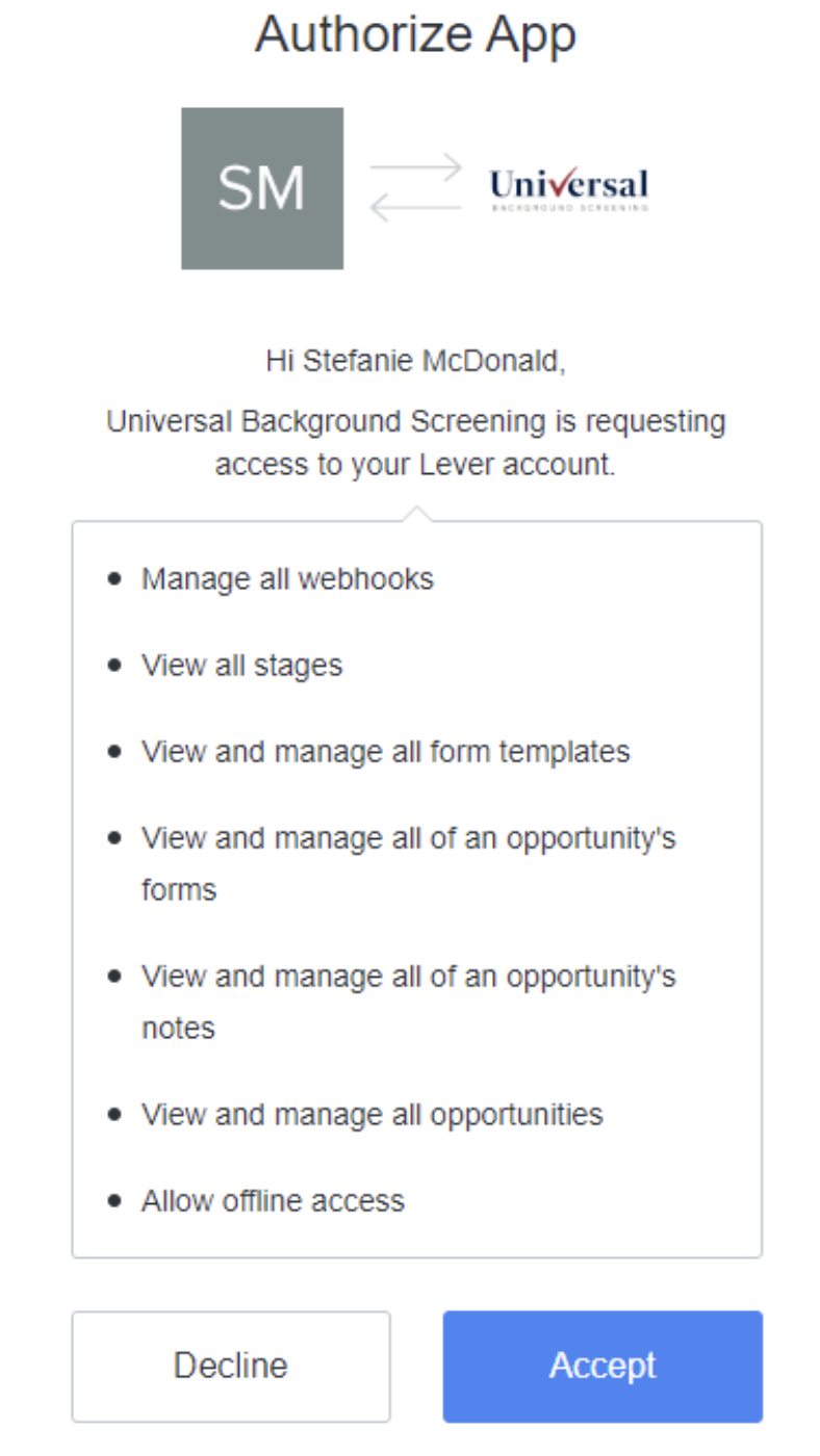 Enabling and using the Universal Background Screening integration – Lever Support