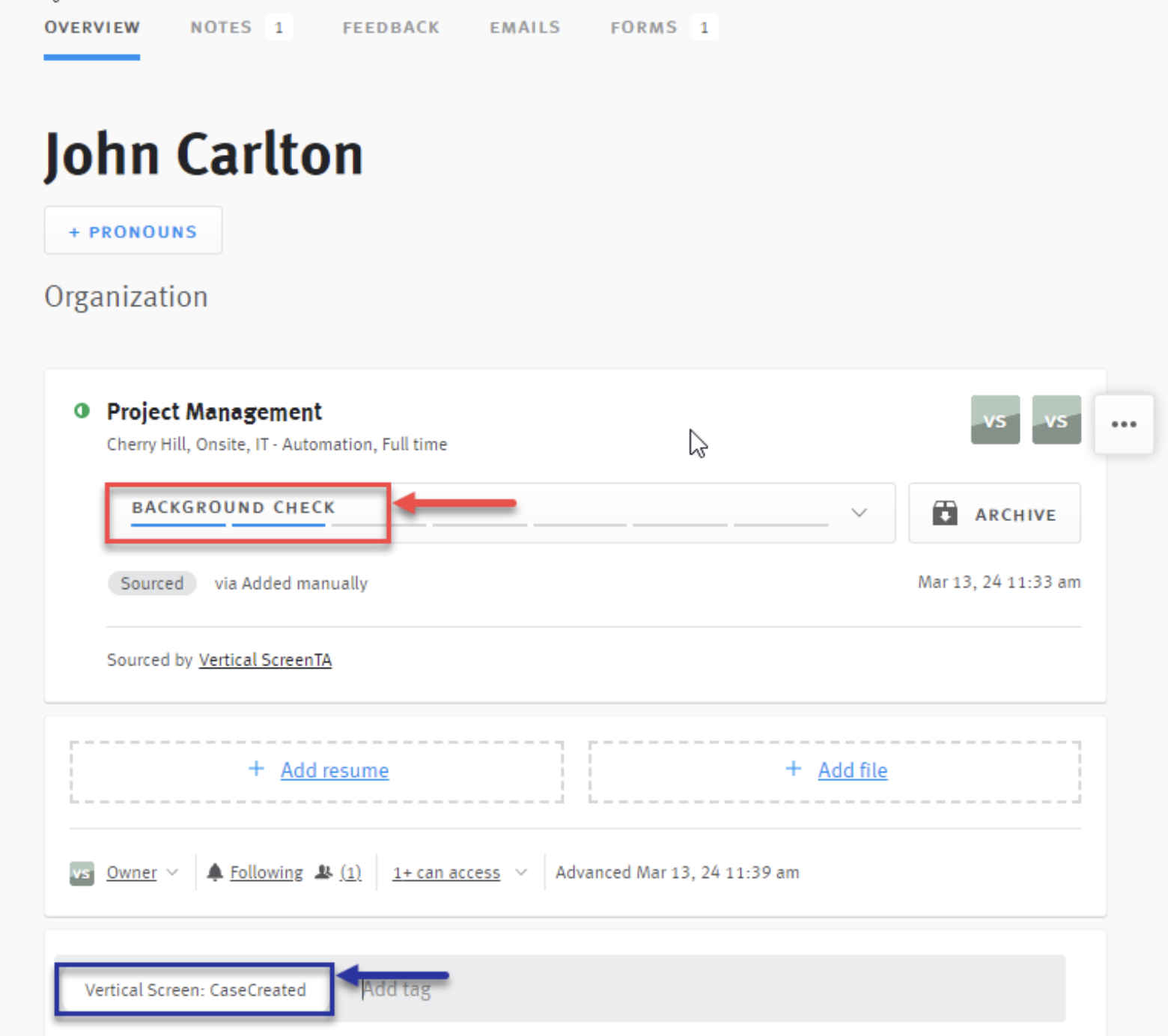 Enabling and using the Vertical Screen integration – Lever Support