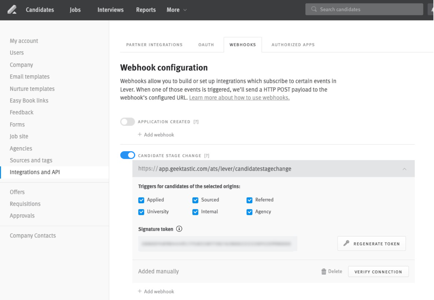 Enabling and using the Geektastic integration – Lever Support
