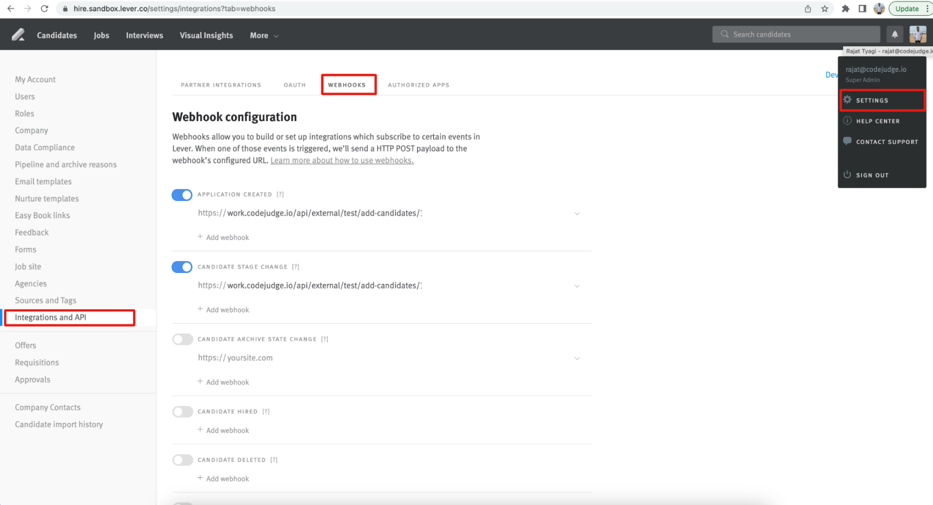 Enabling and using the Codejudge integration – Lever Support