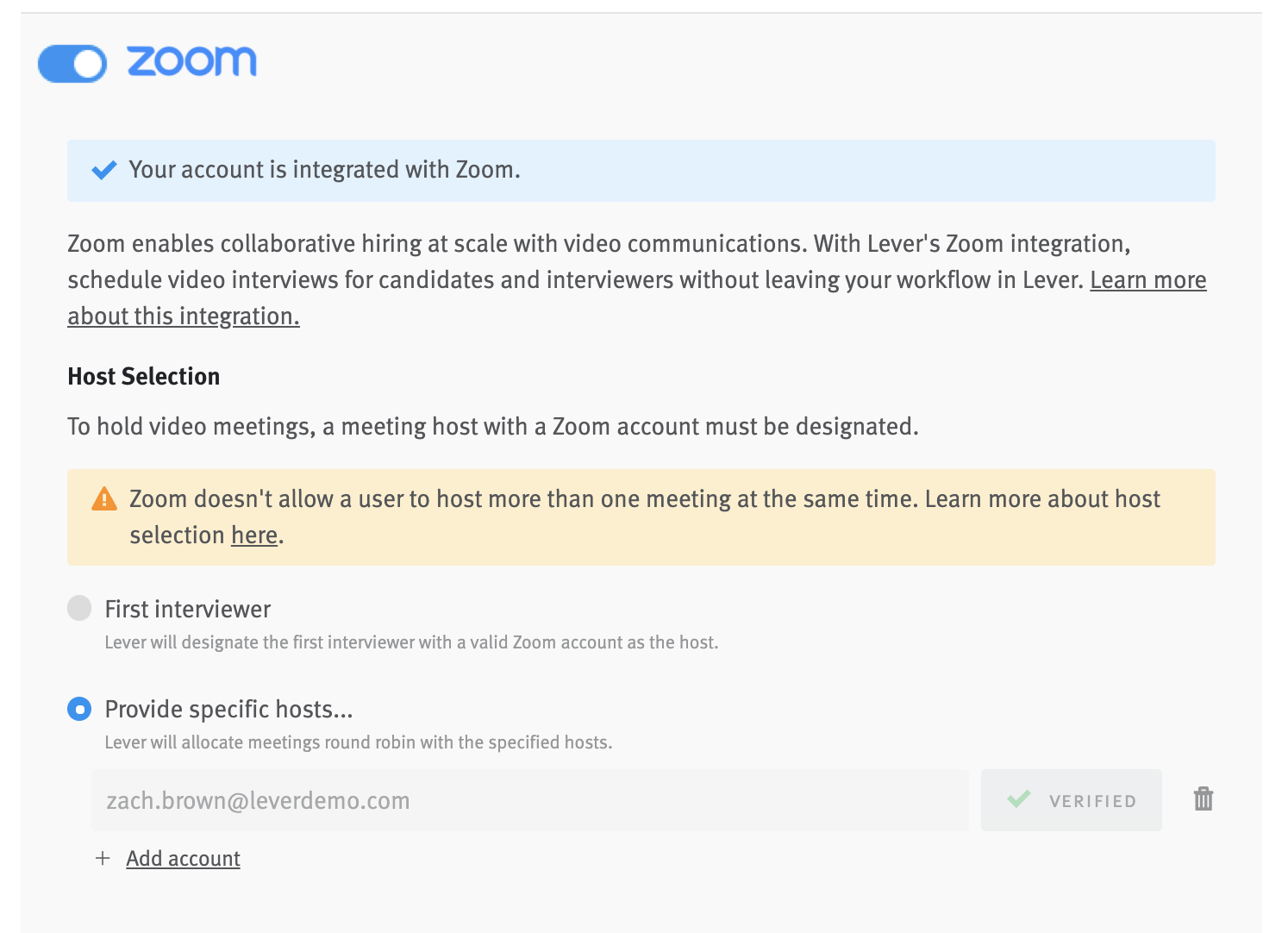 Enabling and using the Zoom integration – Lever Support