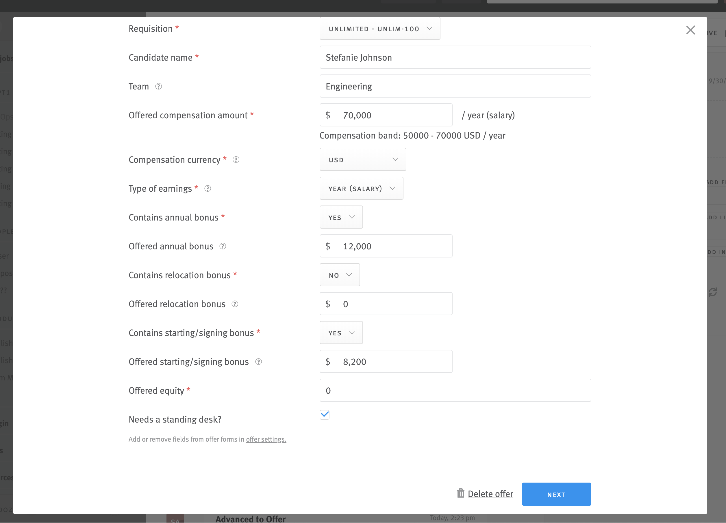 Using dynamic sections in offer letter templates – Lever Support