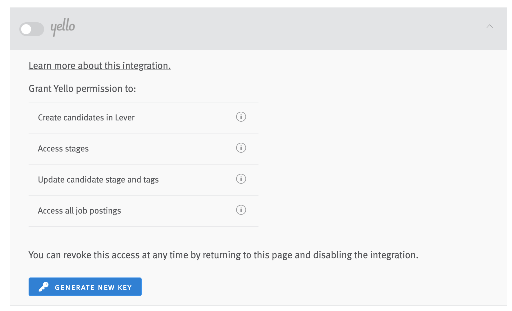 Enabling the Yello integration – Lever Support