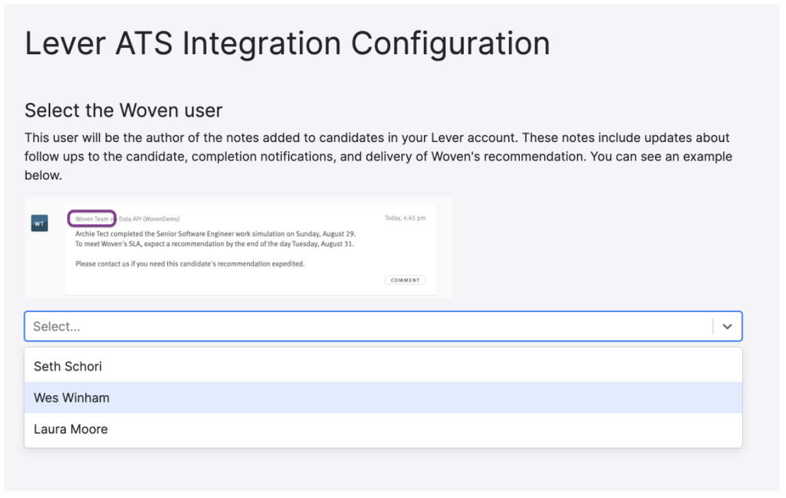 Enabling and using the Woven integration – Lever Support