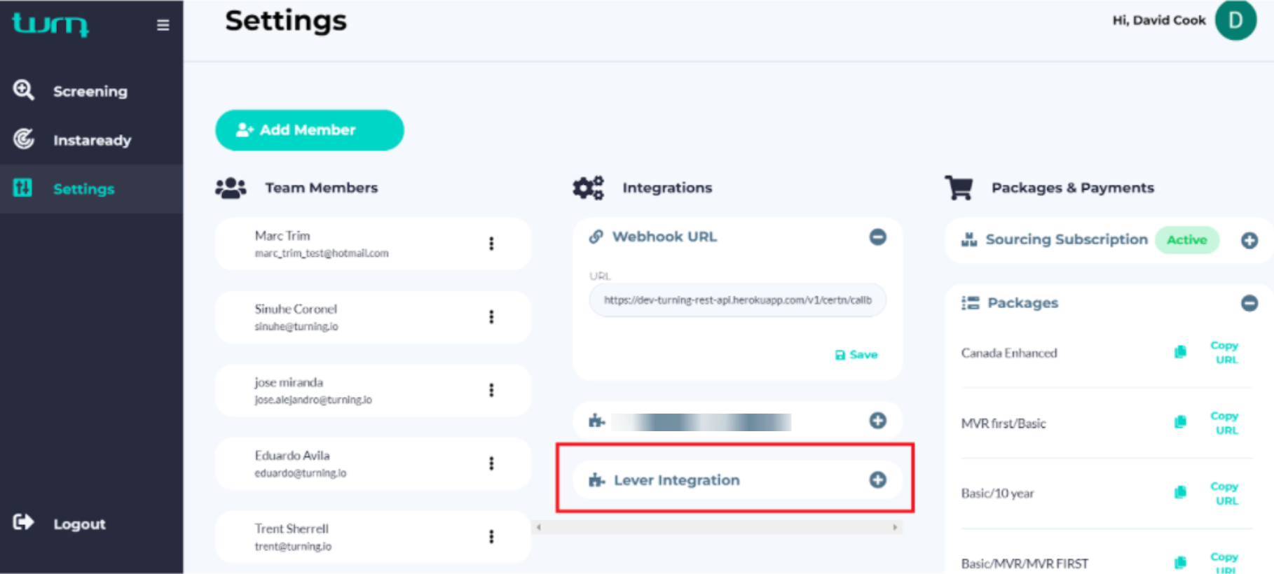 Enabling and using the Turn integration – Lever Support