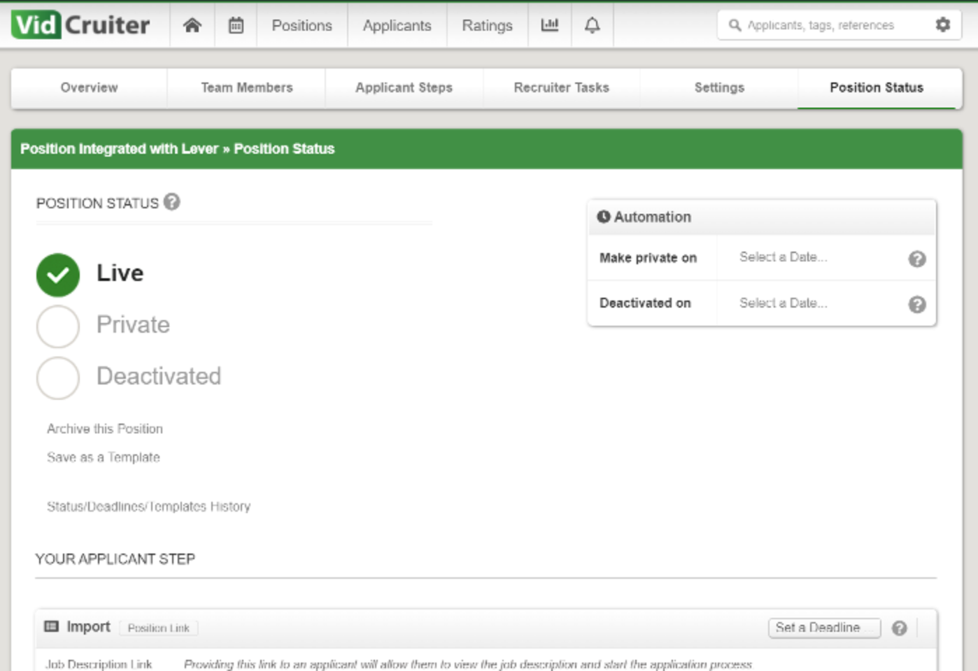 Enabling and using the VidCruiter integration – Lever Support