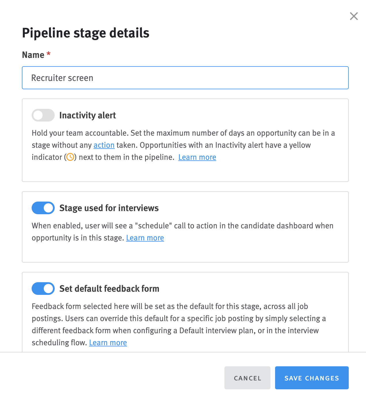 Modifying pipeline stages – Lever Support