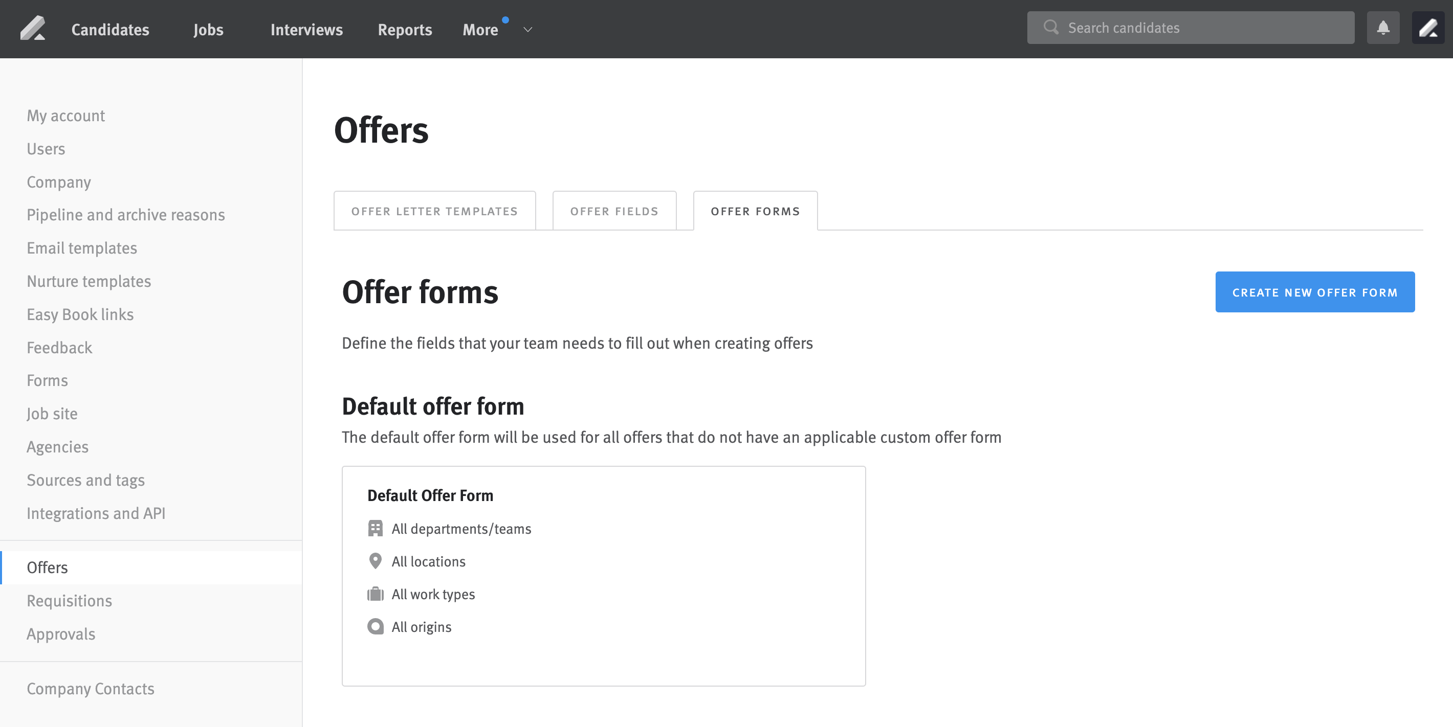 Creating and managing offer forms – Lever Support