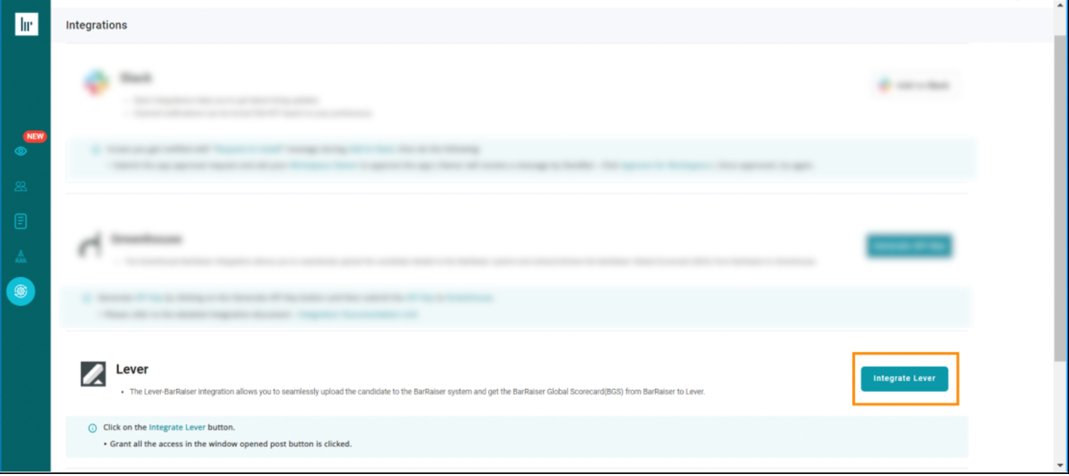 Enabling and using the BarRaiser integration – Lever Support