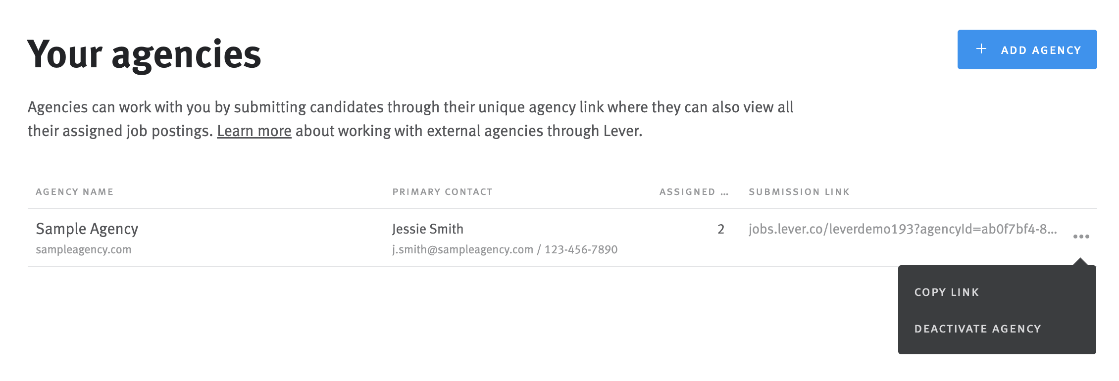 Connecting and working with agencies – Lever Support