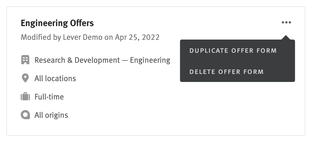 Creating and managing offer forms – Lever Support