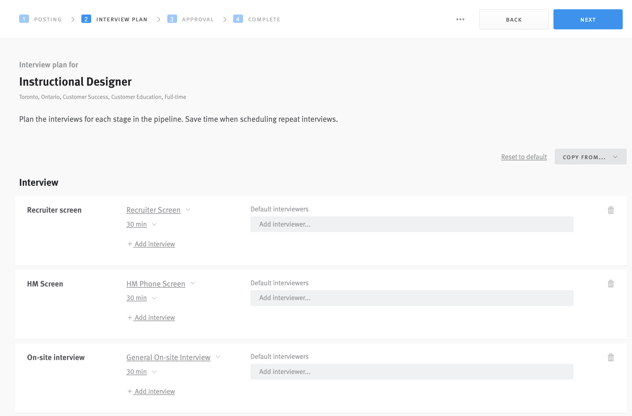 Creating and using interview plans – Lever Support