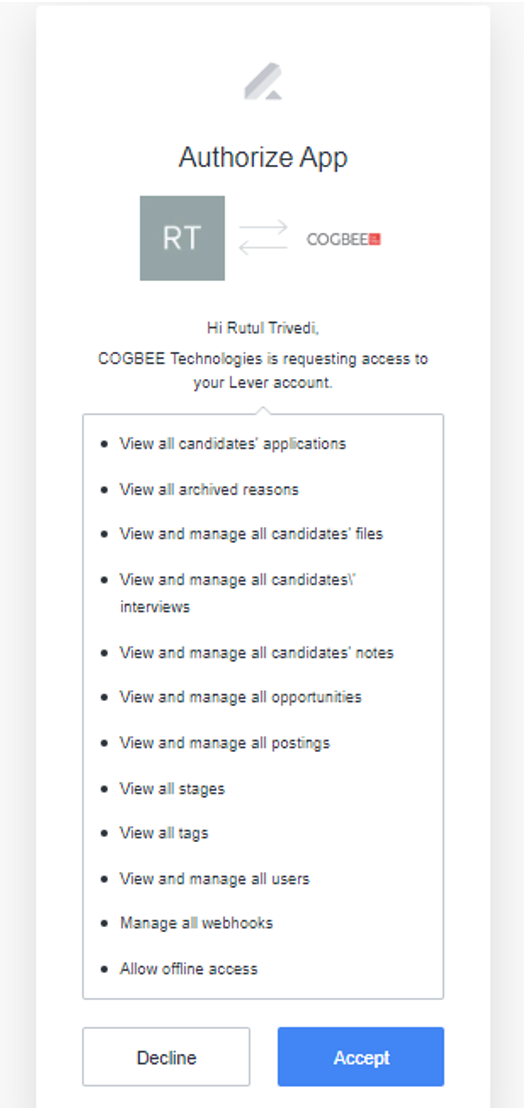 Enabling and using the COGBEE integration – Lever Support