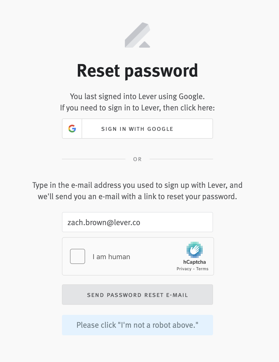 Logging in to Lever – Lever Support