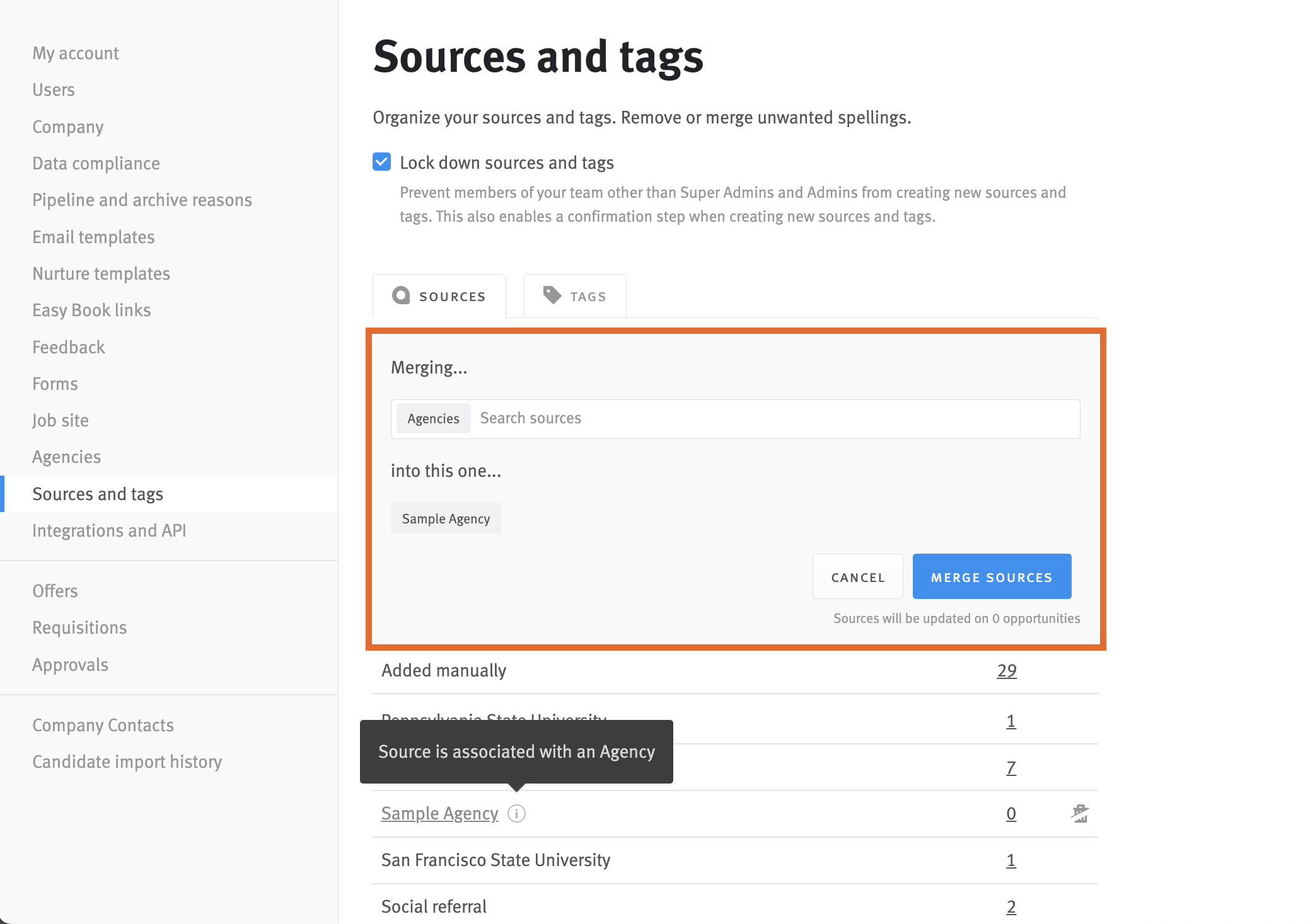 Adding and managing agency source tags – Lever Support